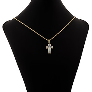 LoveBling 10K Yellow Gold 0.35 Carats (ctw) Diamond Cross Pendant (1.33" x 0.70")