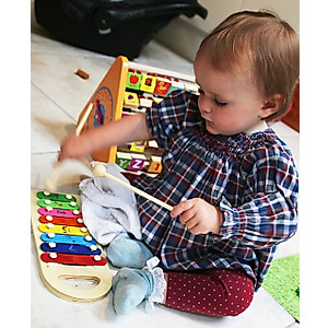 TOWO Wooden Hammer Ball and Xylophone Set - Mallet and Pegs Pound a Ball Tap Bench- Toys for Babies 1 Year Old Baby Boy Girl Toddler Gift - Small Motor Skill Sensory Musical Activity Toys for Kids