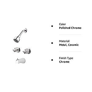 Pfister LG03-6110 2 Tub & Shower Faucet with Metal Knob Handles, Polished Chrome