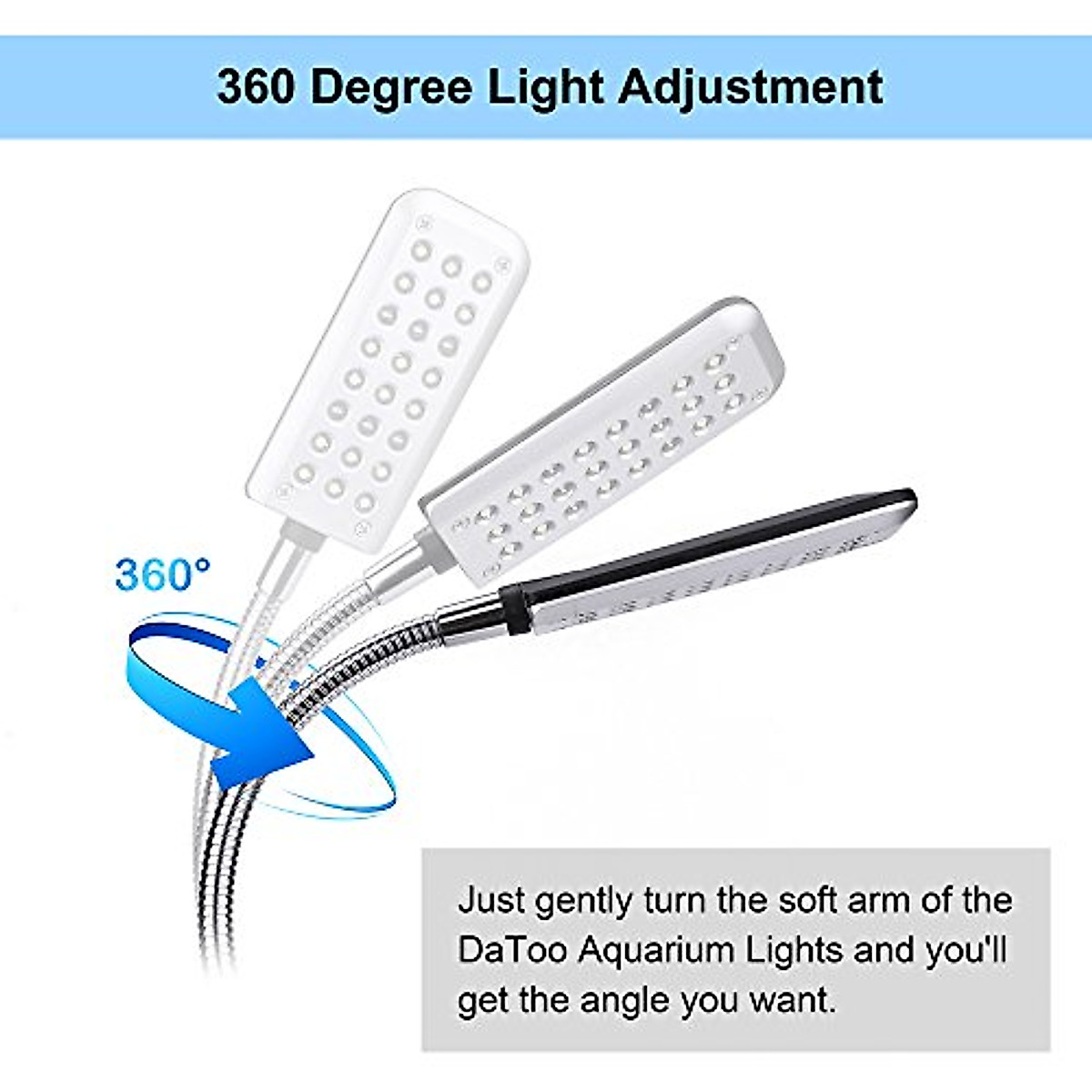 DaToo Aquarium Light Small LED Clip Light for Fish Tank, 1 Yr Warranty