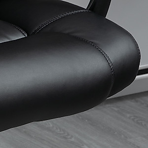 Vinsetto 6-Point Vibration Massage Office Chair, Reclining PU Leather Desk Chair with Adjustable Height - Black