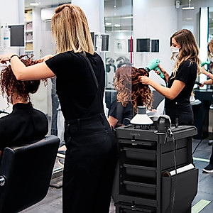 TASALON Ultimate Trolley Cart for Hair Salon Station – Space Saving Rolling Beauty Cart for Extra Storage, New upgrade Lockable 6 Trays & 2 Tray Holders– Multipurpose Tool Cart