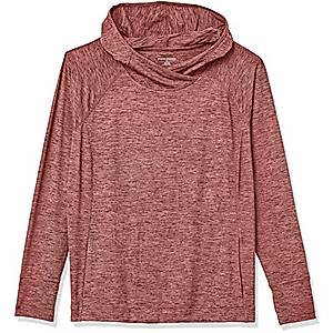 Amazon Essentials Women's Brushed Tech Stretch Popover Hoodie - Discontinued Colors, Plum Space Dye, Medium