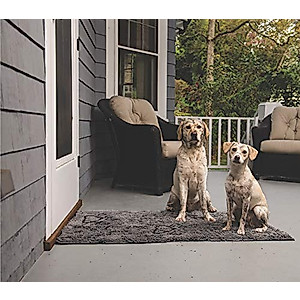 Dog Gone Smart Dirty Dog Microfiber Paw Doormat - Super Absorbent Dog Mat Keeps Paws & Floors Clean - Machine Washable Pet Door Rugs with Non-Slip Backing | Medium Grey