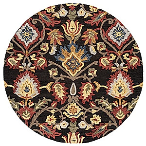 SAFAVIEH Blossom Collection 6' Round Charcoal/Multi BLM402H Handmade Wool Entryway Foyer Living Room Dining Bedroom Area Rug