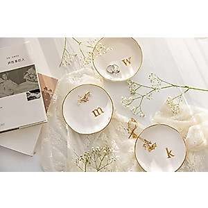COLLECTIVE HOME - Ceramic Jewelry Tray, Decorative Trinket Dish for Rings Earrings Necklaces Bracelet Watch Keys, Birthday Mother's Day Christmas Gift for Women, 4.75", White Surface (M)