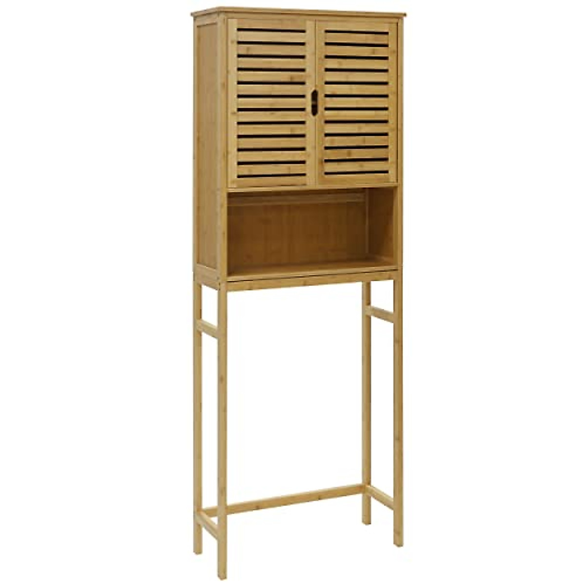 VEIKOUS Bamboo Over The Toilet Storage Cabinet, Bathroom Space Saver, Over The Toilet Rack with Adjustable Shelf, Natural Color