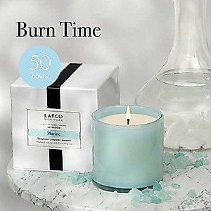 LAFCO New York Classic Candle, Marine - 6.5 oz - 50-Hour Burn Time - Reusable, Hand Blown Glass Vessel - Made in The USA
