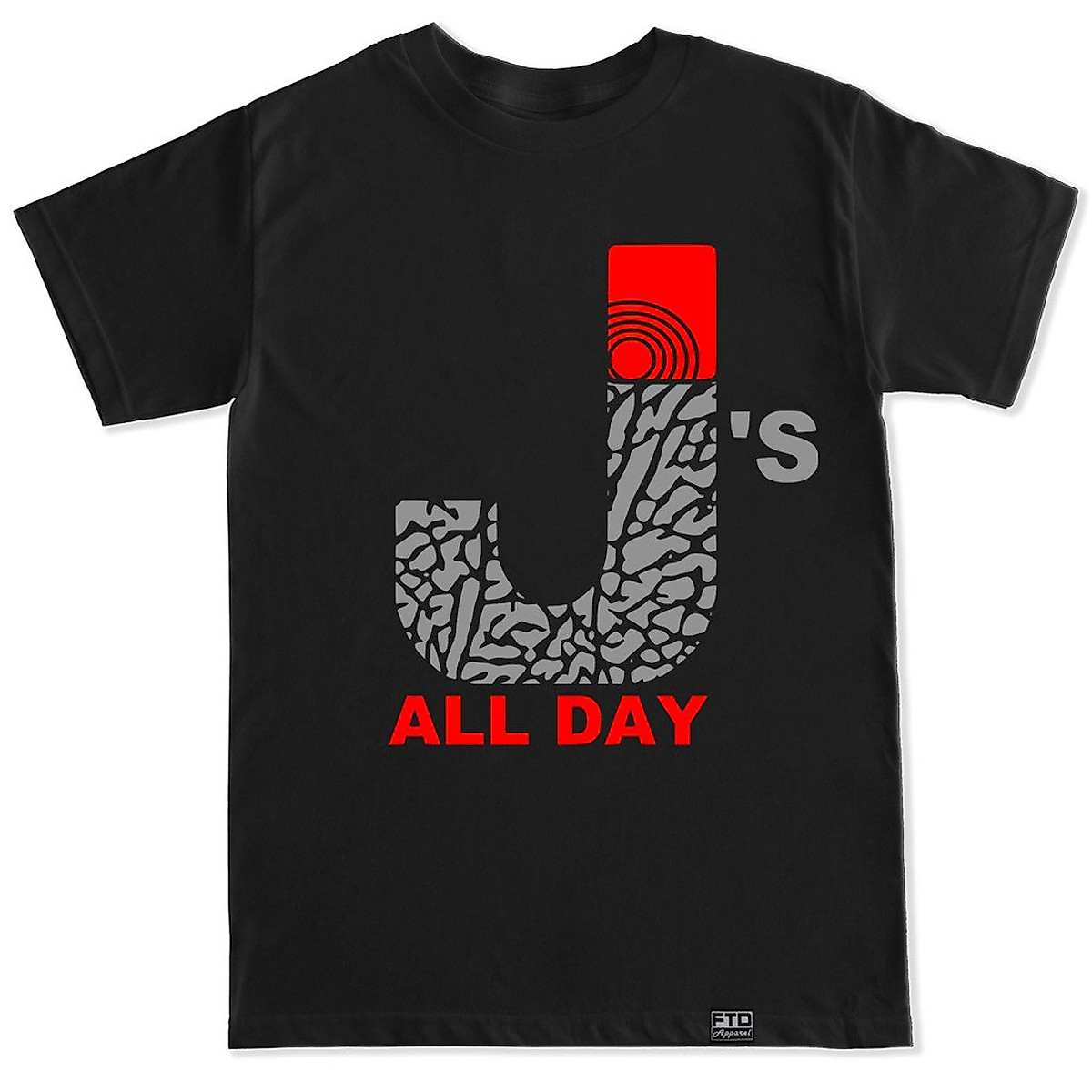 FTD Apparel Men's J's All Day Mary J Smoke Air Retro 3 T Shirt-Large Black