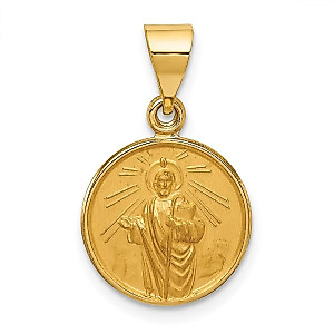 IceCarats 18K Yellow Gold San Judas Tadeo St Jude Patron Saint Thaddeus Medal Necklace Charm Pendant 21.5mm x 13mm Only
