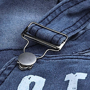 NEARTIME Jumpsuit Jeans for Mens, Mens Hole Pocket Jeans Overall Jumpsuit Streetwear Overall Suspender Pants