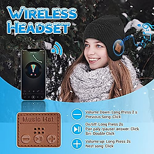 Bluetooth Beanie Hat with Headphones, Wireless Winter Hat Built-in Microphone and Stereo Speakers (Black)
