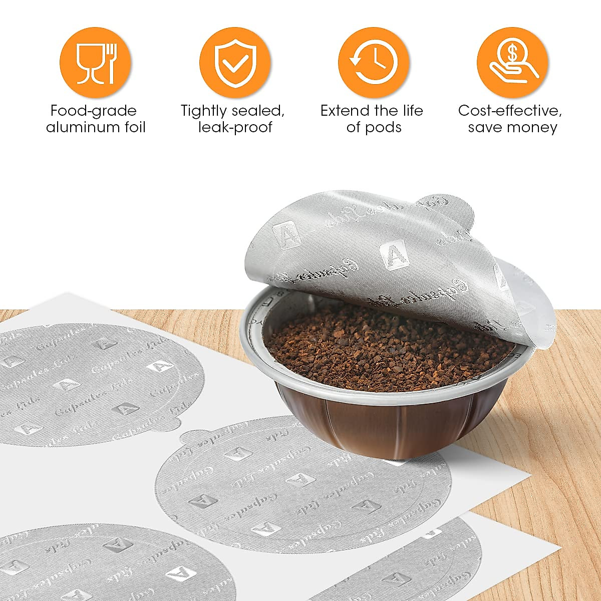 Aieve Aluminum Foil Seals Lid for Reusable Nespresso Pods Vertuo Compatible with Nespresso Refillable Capsule (120Pcs)
