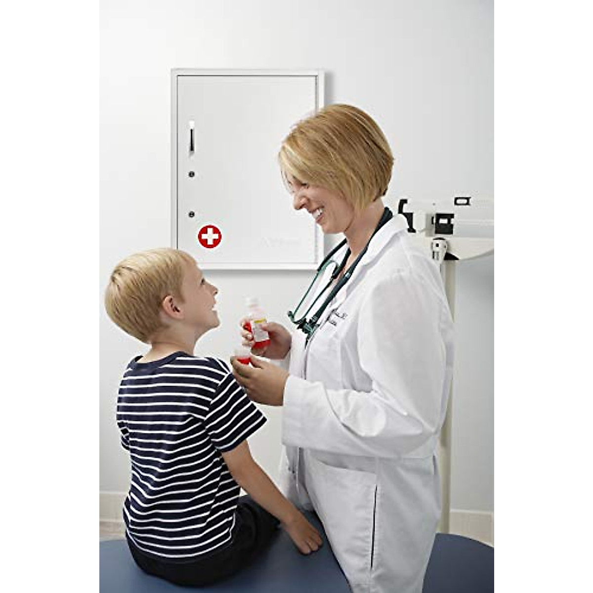 AdirMed Locking Drug Cabinet (White) Medicine Cabinet with Pull-Out Shelf & Document Pocket (White) Bundle