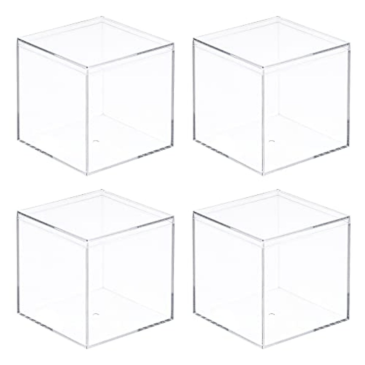 MECCANIXITY Clear Acrylic Plastic Storage Box Square Cube Display Case with Lid, 7.1x7.1x7.1cm Container Box for Small Item, Pack of 4