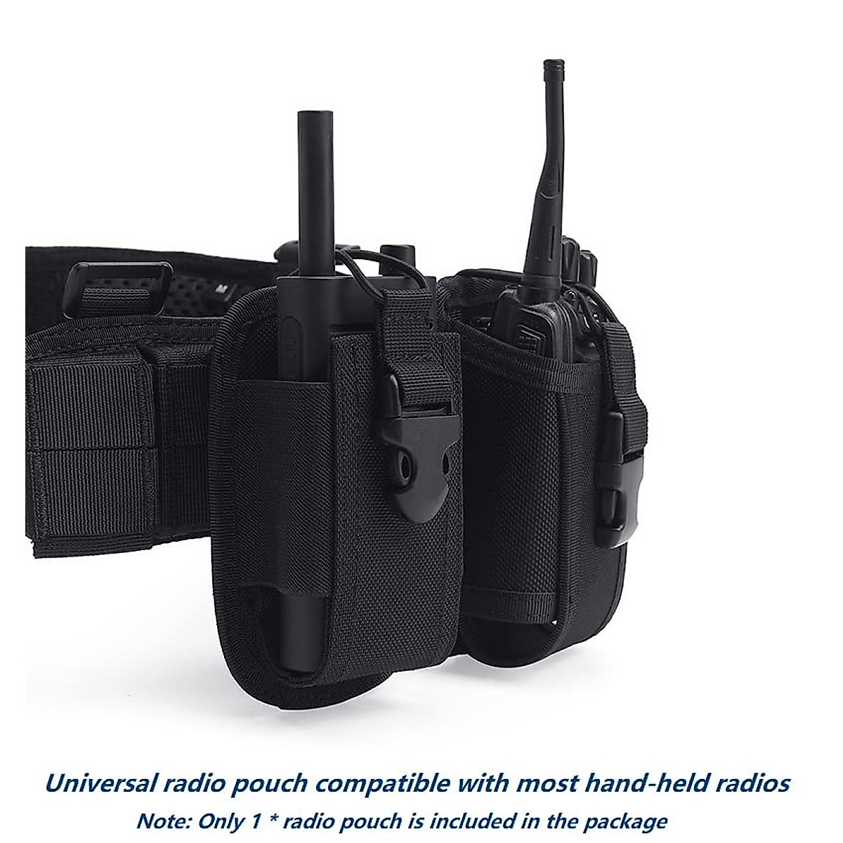 TACNEX Universal Radio Holster Tactical Radio Holder Elastic Walkie Talkies Pouch Two Ways Radio Nylon Case w/ MOLLE Strap Duty Belt Clip for Police Leo Security Firefighter Rescue EMS EMT Military
