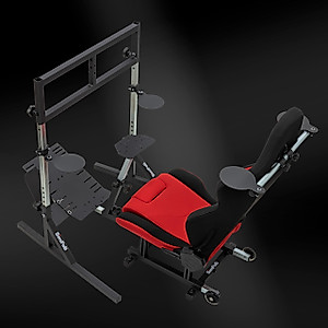 OpenWheeler GEN3 Racing Wheel Simulator Stand Cockpit, Red Seat. Compatible With Logitech G923 | G29 | G920 | Thrustmaster | Fanatec Wheels | Xbox One, PS4, PC Platforms