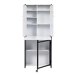 Sew Ready Craft/Multi Room Hiding Table Armoire, Charcoal/White