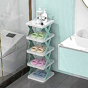 CUSNESTAL Stackable Shoe Rack for Closet, Shoe Organizer Storage for Entryway, Free Combination Shoe Cabinet for Home, 4-tie, Blue