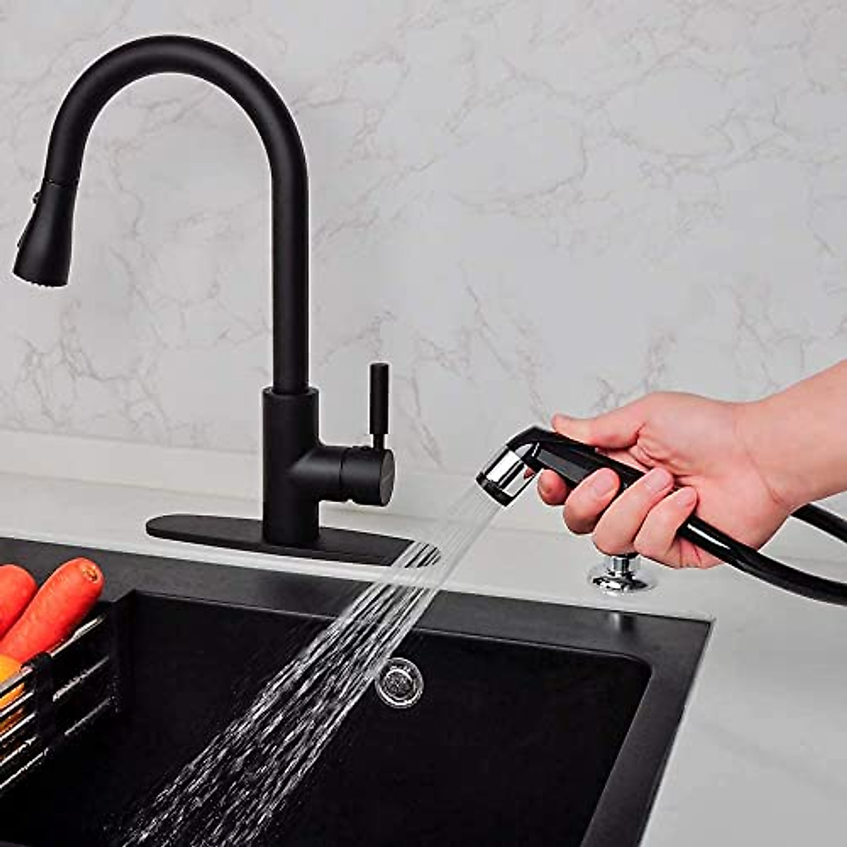 Black Kitchen Sprayer,Kitchen Sprayer Replacement,Side Sprayer for Kitchen Sink,Kitchen Sink Sprayer Head,Water Spray Kitchen,Kitchen Sink Spray Attachment,Kitchen Faucet Sprayer