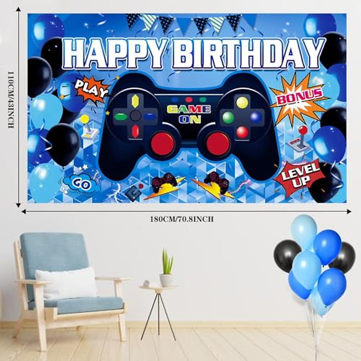 Gamer Birthday Decorations Set - 58 Pieces for Epic Parties