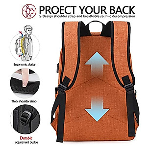 KYALOU Laptop Backpack, Lightweight Bookbag Casual Daypack for Men and Women, College with USB Charging Port - Light Brown