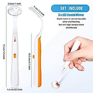 3 Pieces Dental Mouth Mirror with Light Oral Mirror LED Teeth Inspection Mirror Anti-Fog Teeth Mouth Inspection Mirror Curve Angle Oral Care Tools Dentist Home Use Tools