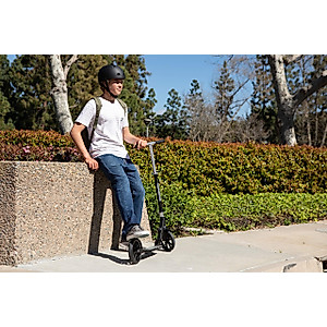 Mongoose Trace 200 Kick Scooter for Youth Adult Boys and Girls, Lightweight, Quick-Release & Easy Folding Scooter, With 202mm Wheels, Kickstand, Black/Red