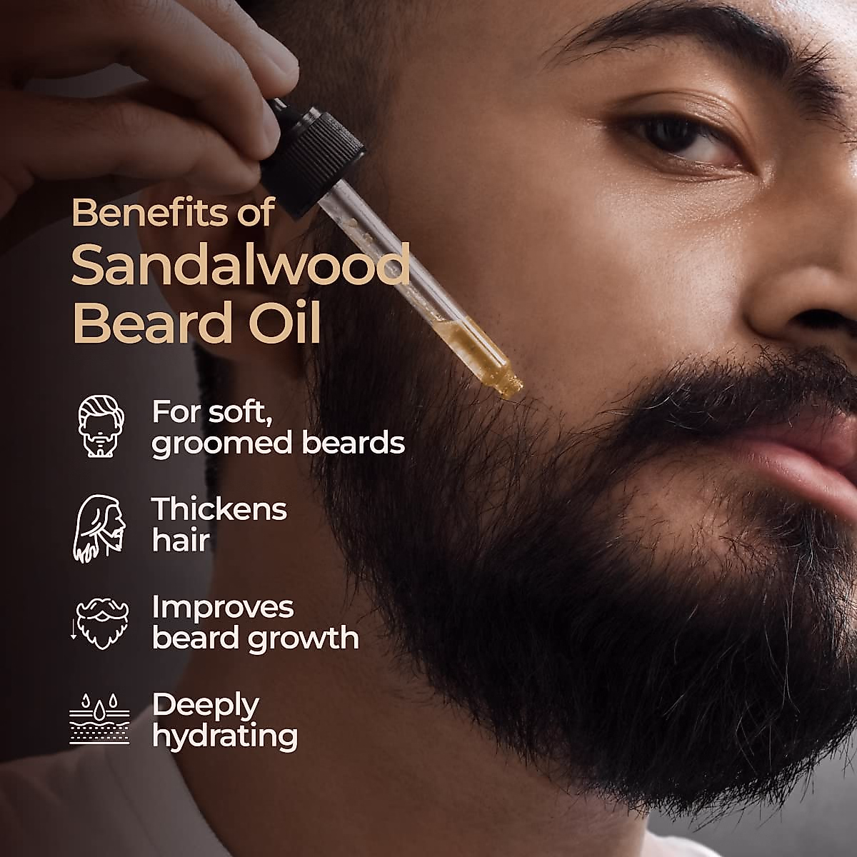 Gya Labs Sandalwood Beard Oil - 100% Pure & Natural Beard Growth Oil for Men with Organic Argan & Jojoba Oil - Beard Oil that Moisturizes, Softens & Strengthens (1 Fl Oz)