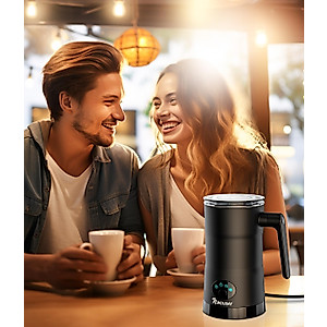 NWOUIIAY 4 in 1 Milk Frother Electric and Steamer 11.8oz/350ml Hot/Cold Foam Maker Intelligent Temperature Control Electric Milk Warmer for Latte/Coffee/Hot Chocolate/Cappuccino