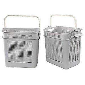 AnnkkyUS 35 L Plastic Laundry Baskets with Handle, Grey Laundry Hamper Set of 4
