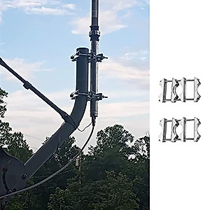 2 PCS Double Antenna Mast Clamp V Jaw Block with Bolts Mast to Mast Clamp,Patio Umbrella Holder Heavy Duty Pole to Pole Mounting Bracket for WiFi Cellular Ham TV Pipe Umbrella Fishing Pole Flagpole