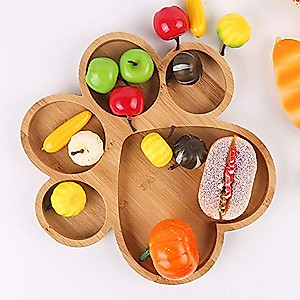 Paw Shaped Serving Tray with 5 Grooves 10 inch Wooden Cutting Board Claw Candy Dish Bowl (Paw)