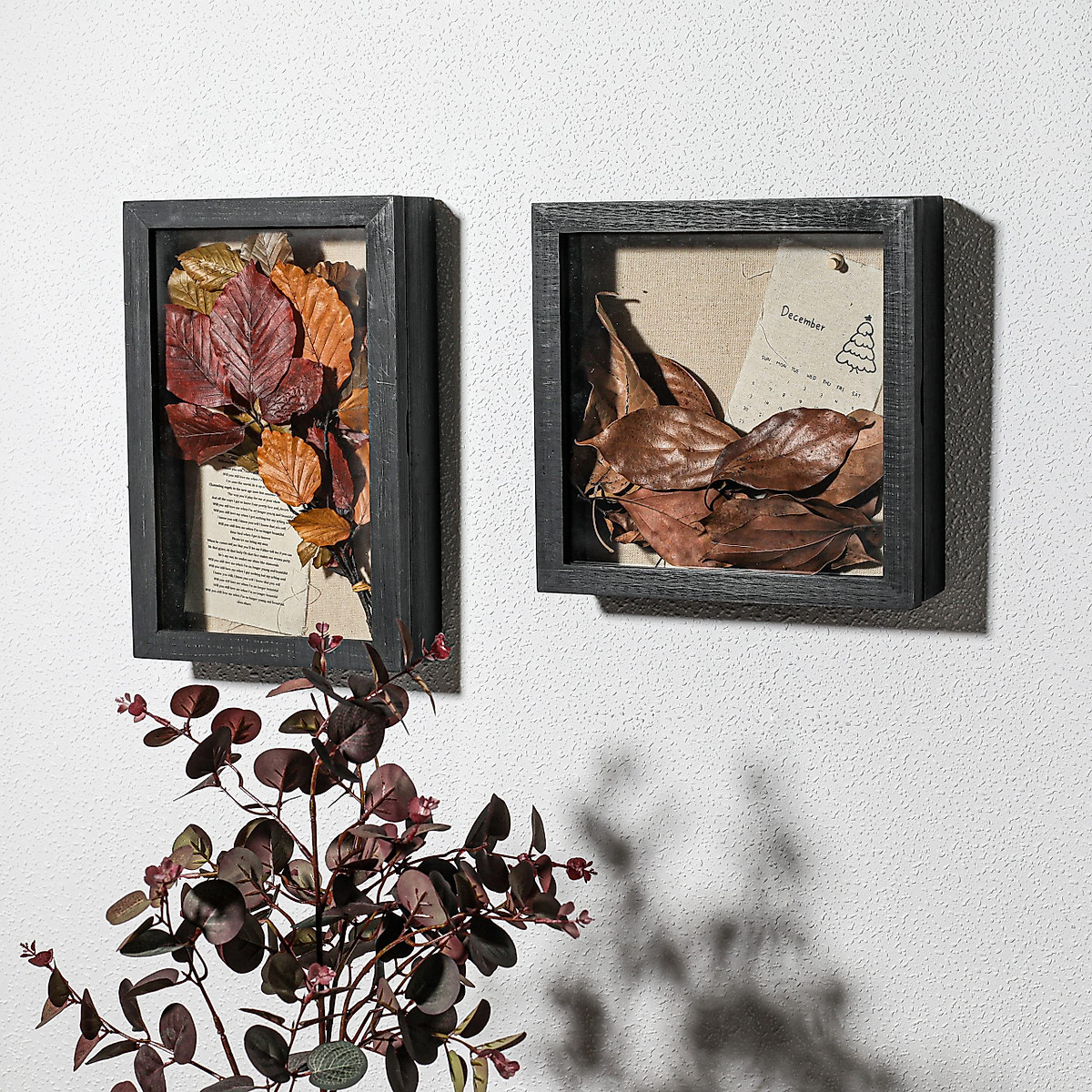 Freezing point Shadow Box Frame 8x12.5 Shadow Box Display Case Cabinet Picture with Linen Back Memorabilia Awards Medals Pin Bouquet Wedding Flower Baby Memory Box for Keepsake Black Large