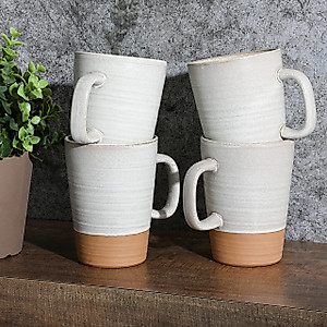 Gibson Elite 4 Pack Dreamweaver Terracotta Reactive 17 OZ Mug Set - Sand Cream