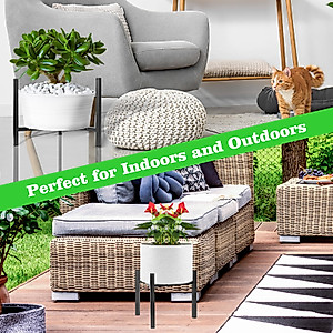 Airpark Plant Stand Indoor Adjustable, Metal Modern Plant Stand, Heavy Duty Stable Plant Pot Flower Holder Indoor Outdoor Corner, Fit 8 9 10 11 12 inch Pots, Black (Pot & Plant Not Included)