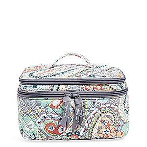 Vera Bradley Women's Cotton Brush Up Cosmetic Makeup Organizer Case, Citrus Paisley - Recycled Cotton, One Size