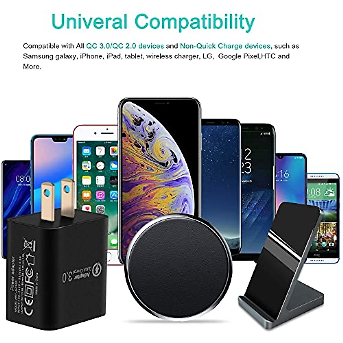 [3-Pack] Quick Charge 3.0 Wall Charger,18W QC 3.0 USB Wall Charger Adapter Fast Charging Block Compatible Wireless Charger Compatible with Samsung Galaxy S10 S9 S8 Plus S7 S6 Edge Note 9, LG, Kindle