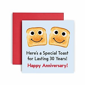 Huxters 30th Anniversary Card – Here's a Toast – Funny Anniversary Cards for Him and Her –148 by 148mm Anniversary Cards for Husband and Wife – 30th Wedding Anniversary Card with Envelope (30th)