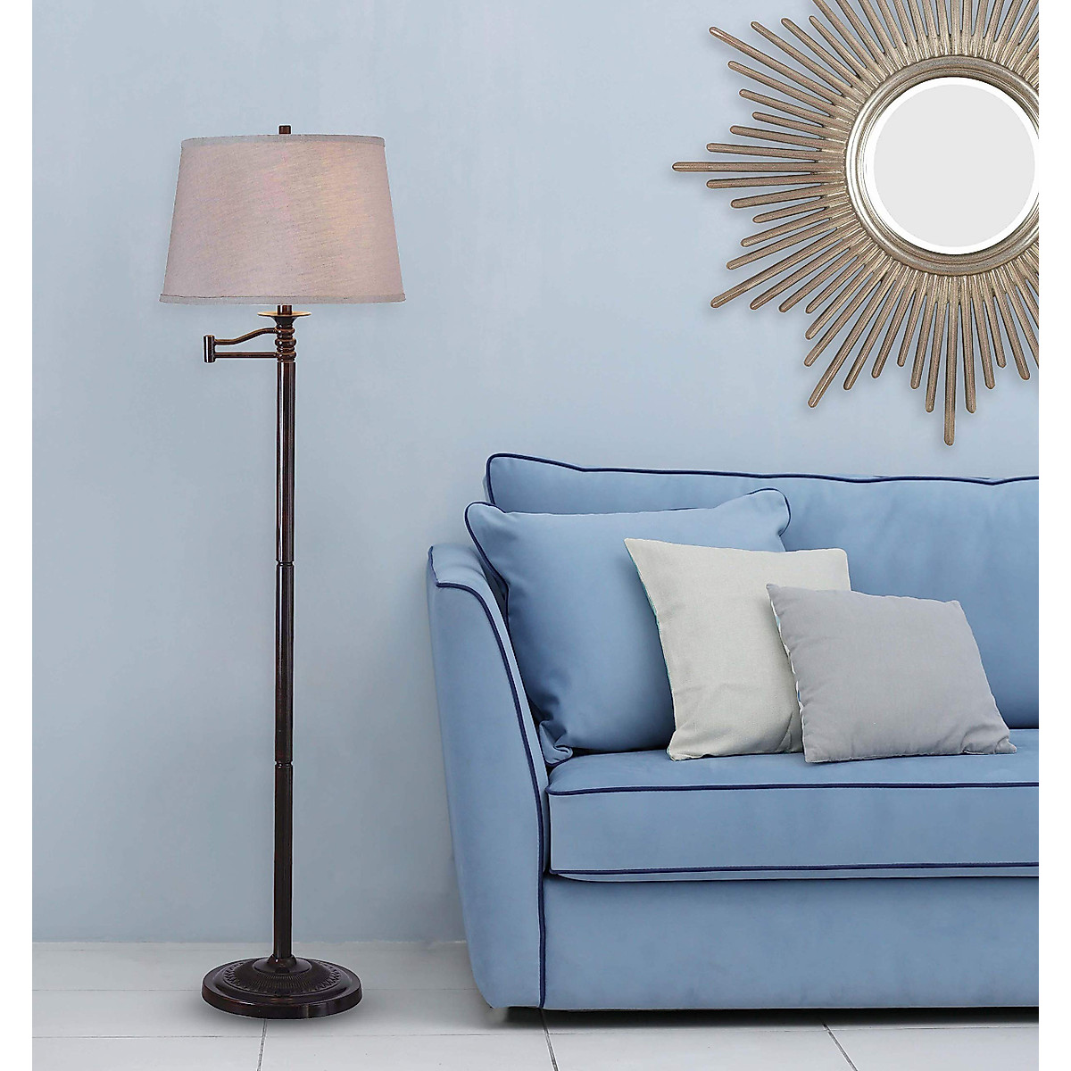 Kenroy Home 32215CBZ Riverside Swing Arm Floor Lamp with Copper Bronze Finish, Classic Style, 59" Height, 24" Width, 18.625" Depth