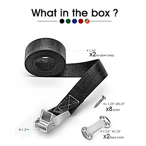 ALIENSX Cooler Tie Down Kit, Cooler Tie Down Straps for RTIC YETI Coolers, Cam Buckle Lashing Straps, Secure to Boats, Trailers, Trucks, ATVs and More, Prevent from Slipping (Black)