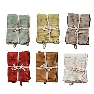 Creative Co-Op Woven Cotton Double Cloth Tea Towels, Set of 6 Colors