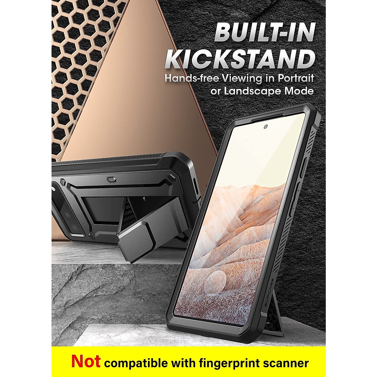 SUPCASE Unicorn Beetle Pro Series Case for Google Pixel 6 (2021 Release), Full-Body Rugged Belt-Clip & Kickstand Case with Built-in Screen Protector (Black)