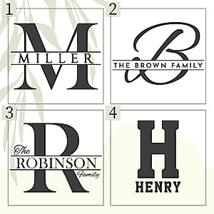 Personalized Initial Name Vinyl Wall Sticker for Room Decor - 18 Vinyl Color 4 Font - Custom Family Name Vinyl for Decoration - Customized Decal for Door Bedroom Nursery Kithcen Art for Kids Women C1