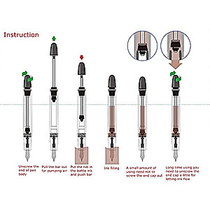 czxwyst 699 Negative Pressure Vaccum Filling Fountain Pen Original Box (Black with Golden Clip and Solid Grip, Medium Nib 0.7mm)