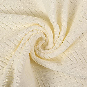 YiLUOMO Beige Hand Towel Set of 2 100% Cotton Ultra Soft Highly Absorbent Terry Striped Hand Towel for Bathroom (13" X 29")