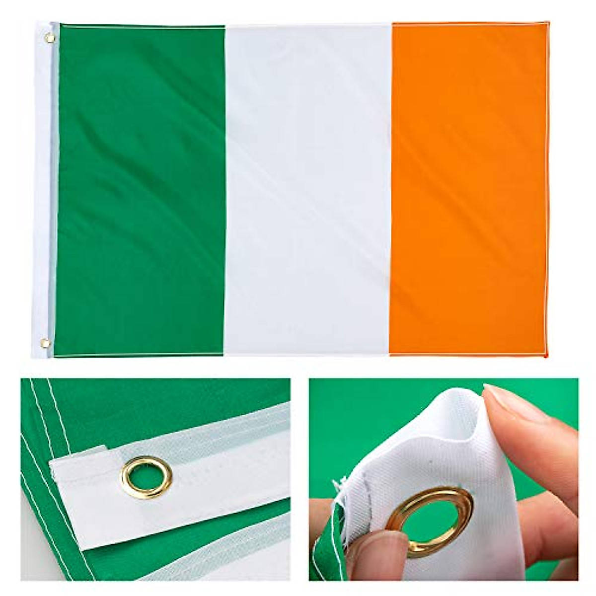 Whaline Ireland Flag Set, 3x5 Foot Large Ireland Irish Flag, 18.7 Feet Irish Banners Bunting Flags and 10 Pieces Small Hand Flag for Ireland National Day, Bars, Party and School Sports Events
