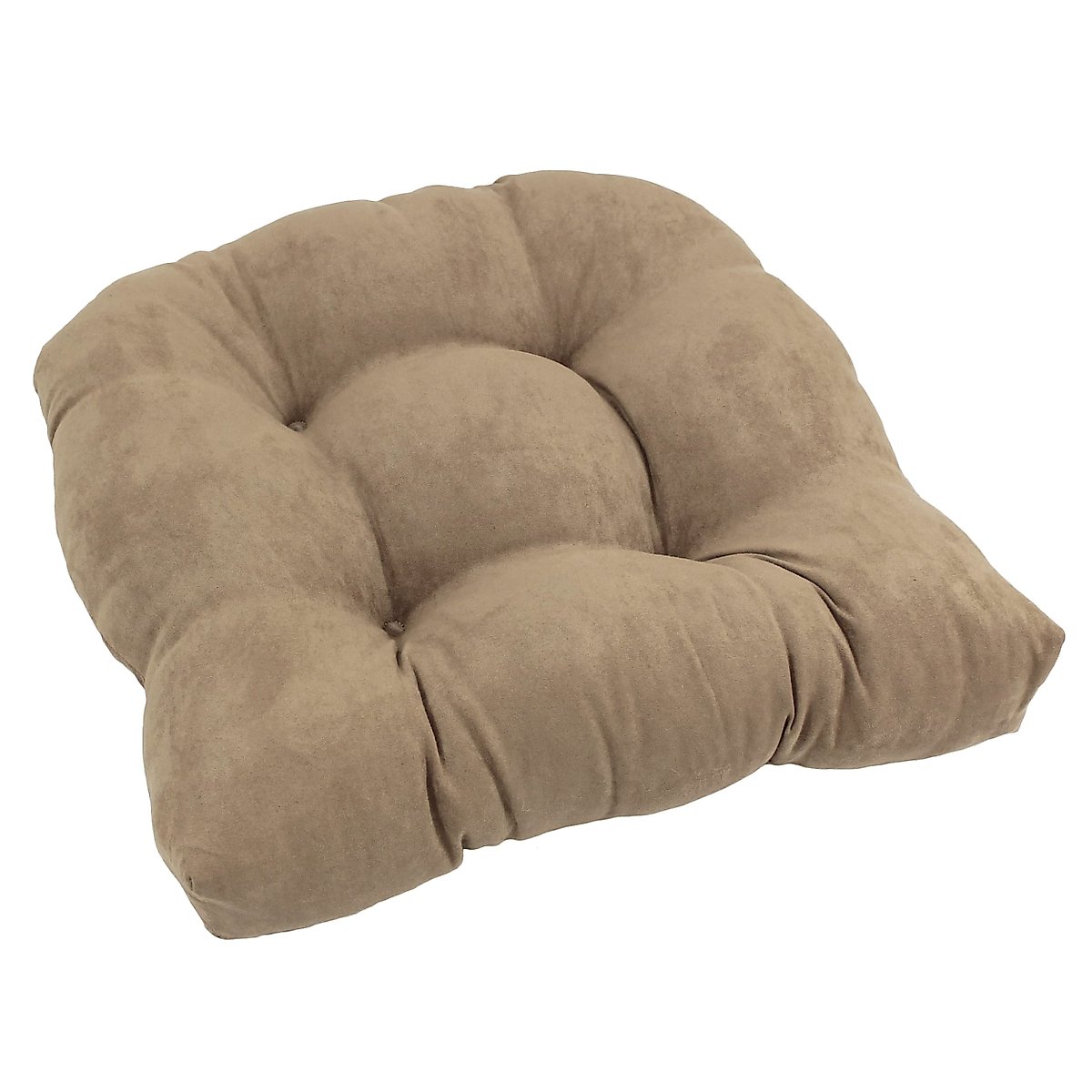 Blazing Needles Microsuede Rounded Back Chair Cushion, 19" x 19", Java