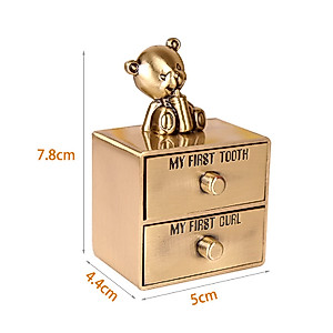 Ruiqas Baby First Tooth and Curl Metal Keepsake Box Tooth Container for Child Kids Teeth and Hair