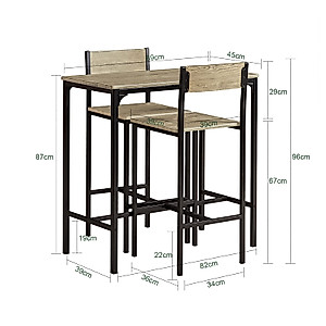 Haotian SoBuy 3 Piece Dining Set, Dining Table with 2 Stools, Bar Table Set, Home Kitchen Counter Breakfast Table, Bar Table with 2 Bar Chairs, Natural OGT03-N